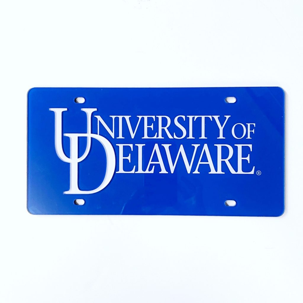 University of Delaware Acrylic Wordmark License Plate – National 5 and 10