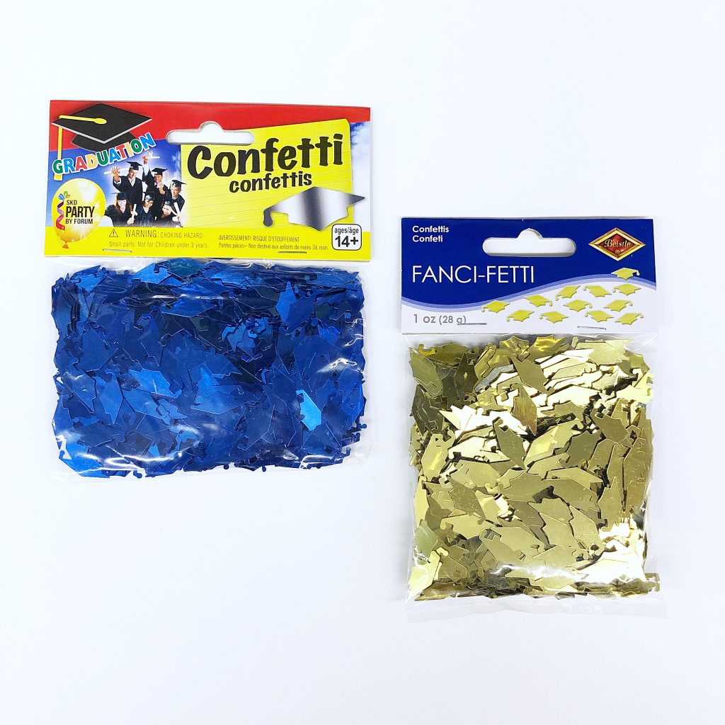 Blue & Gold Graduation Cap Confetti – National 5 and 10