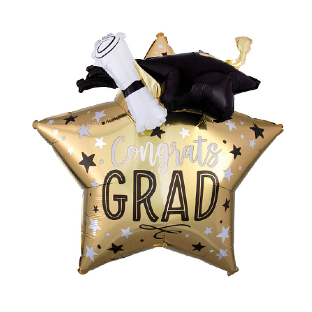 Congrats Grad 3D Effect Gold Star Graduation Helium Balloon – National ...