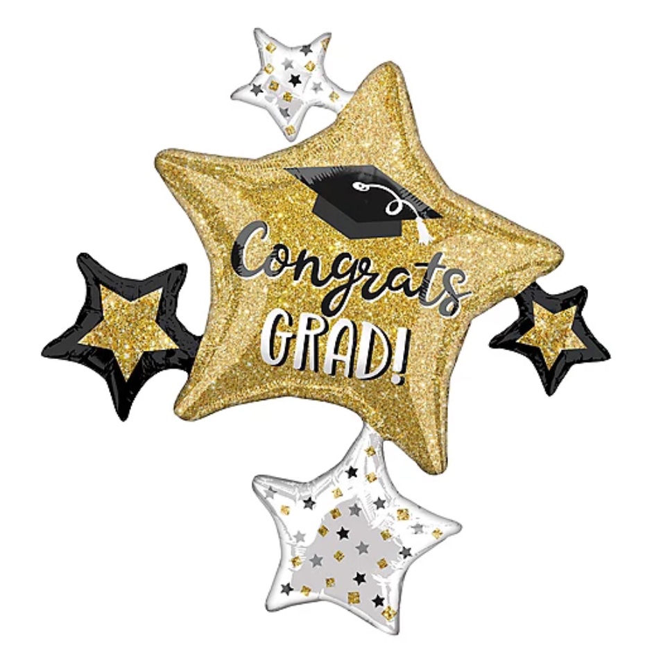 27″ Congrats Grad White 3D Effect Garland Graduation Helium Balloon ...