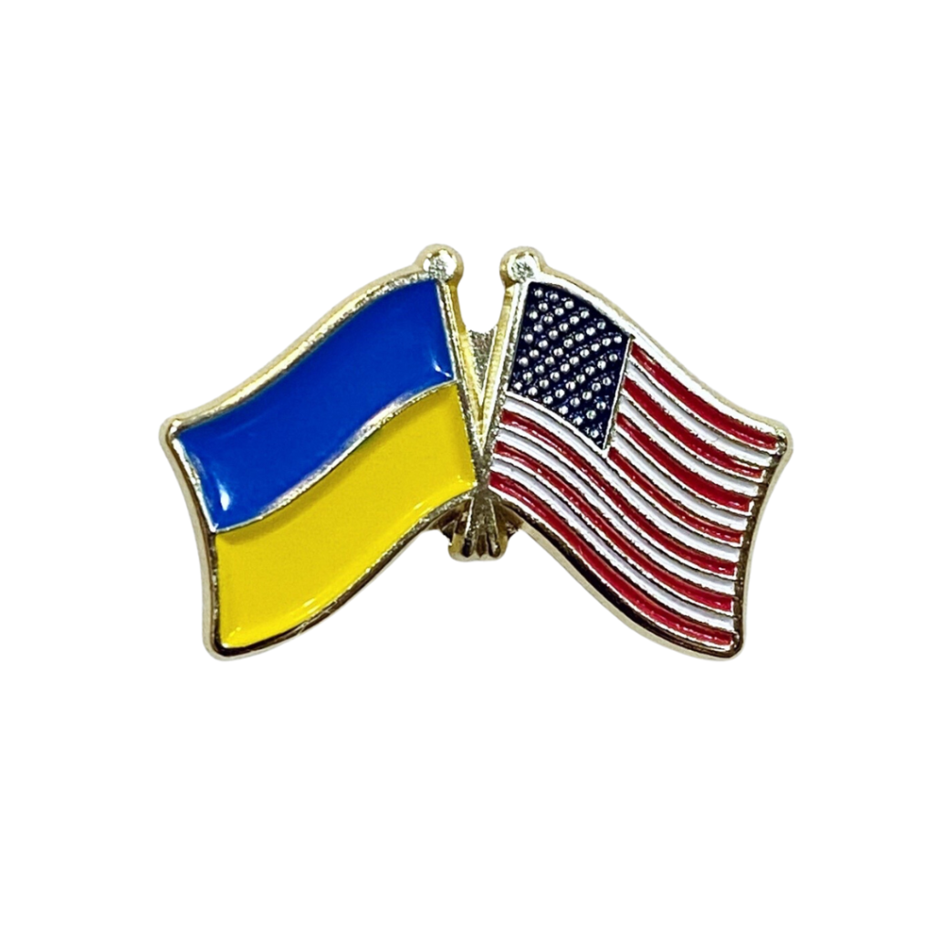 USA-Ukraine Flag Enamel Lapel Pin – National 5 and 10