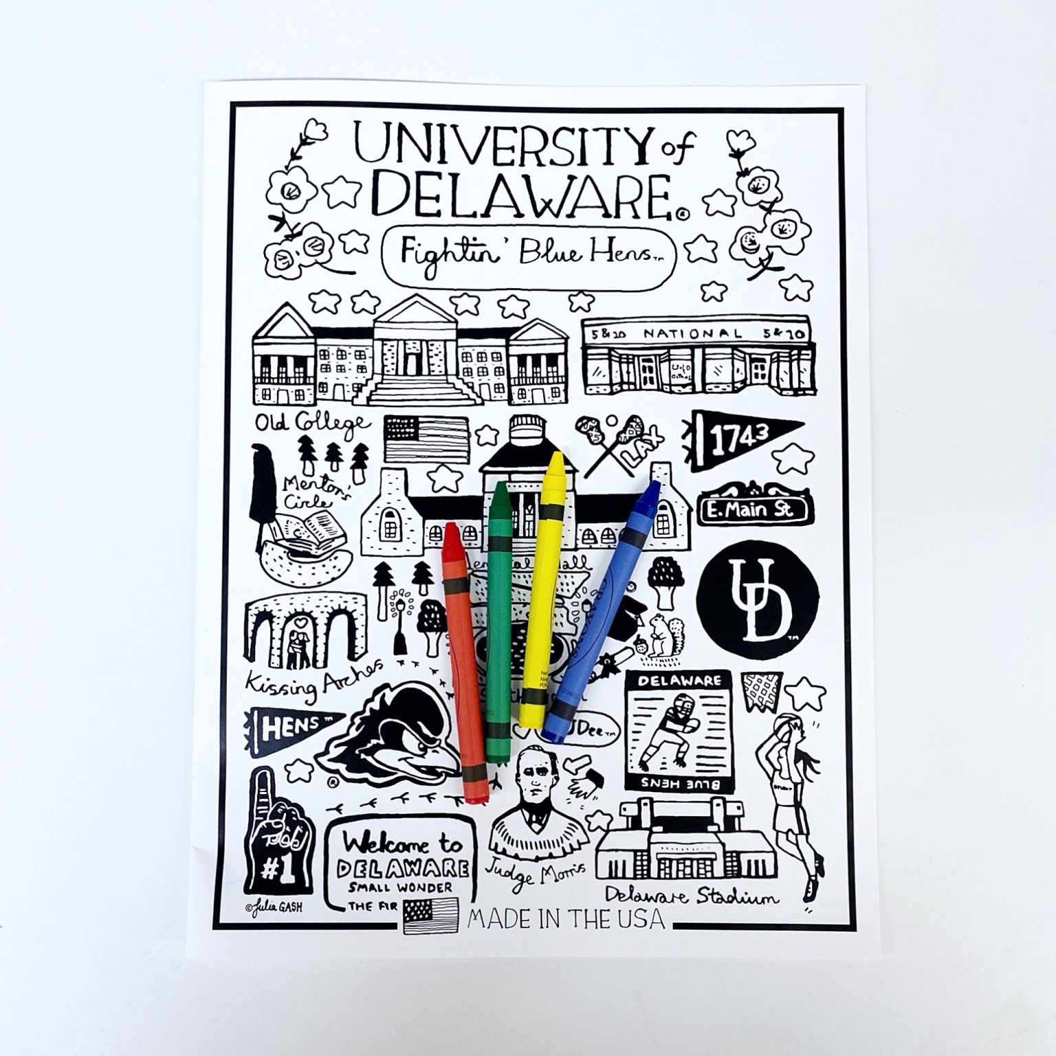 University of Delaware Julia Gash Icon Coloring Book – National 5 and 10