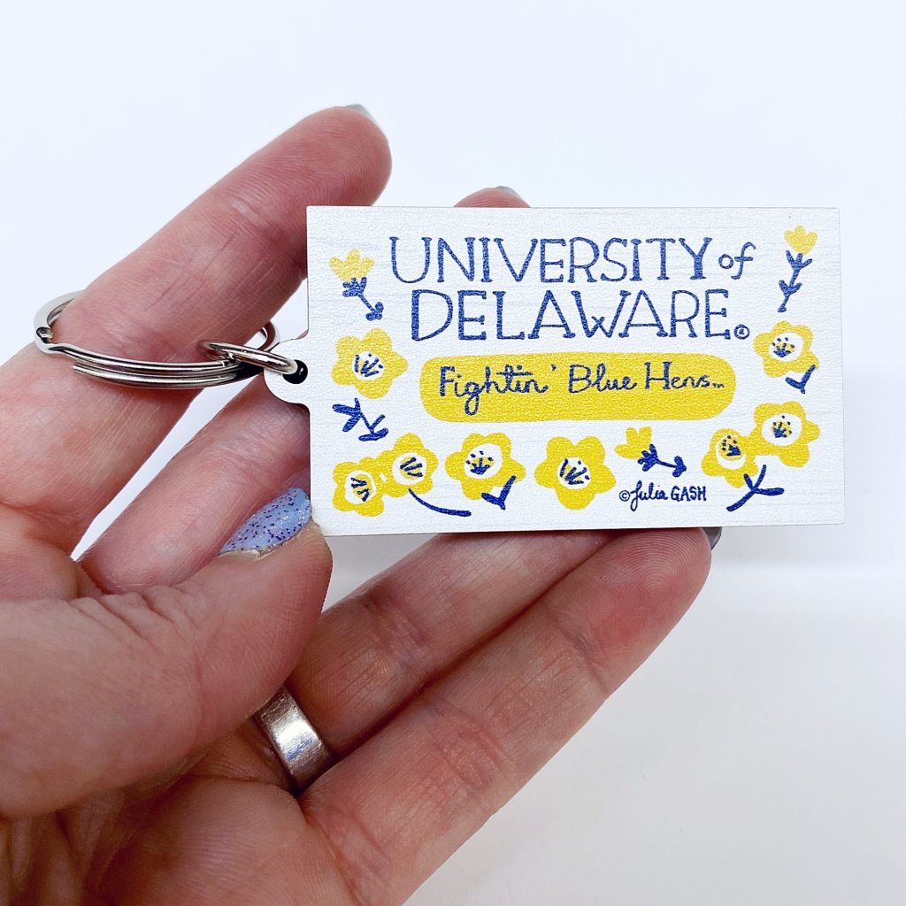 University of Delaware Julia Gash Wooden Keychain – National 5 and 10