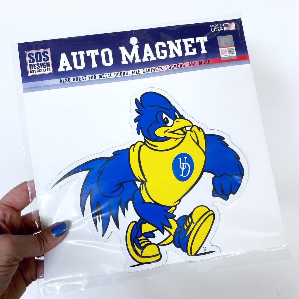 University of Delaware Struttin’ YoUDee Logo Car Magnet – National 5 and 10